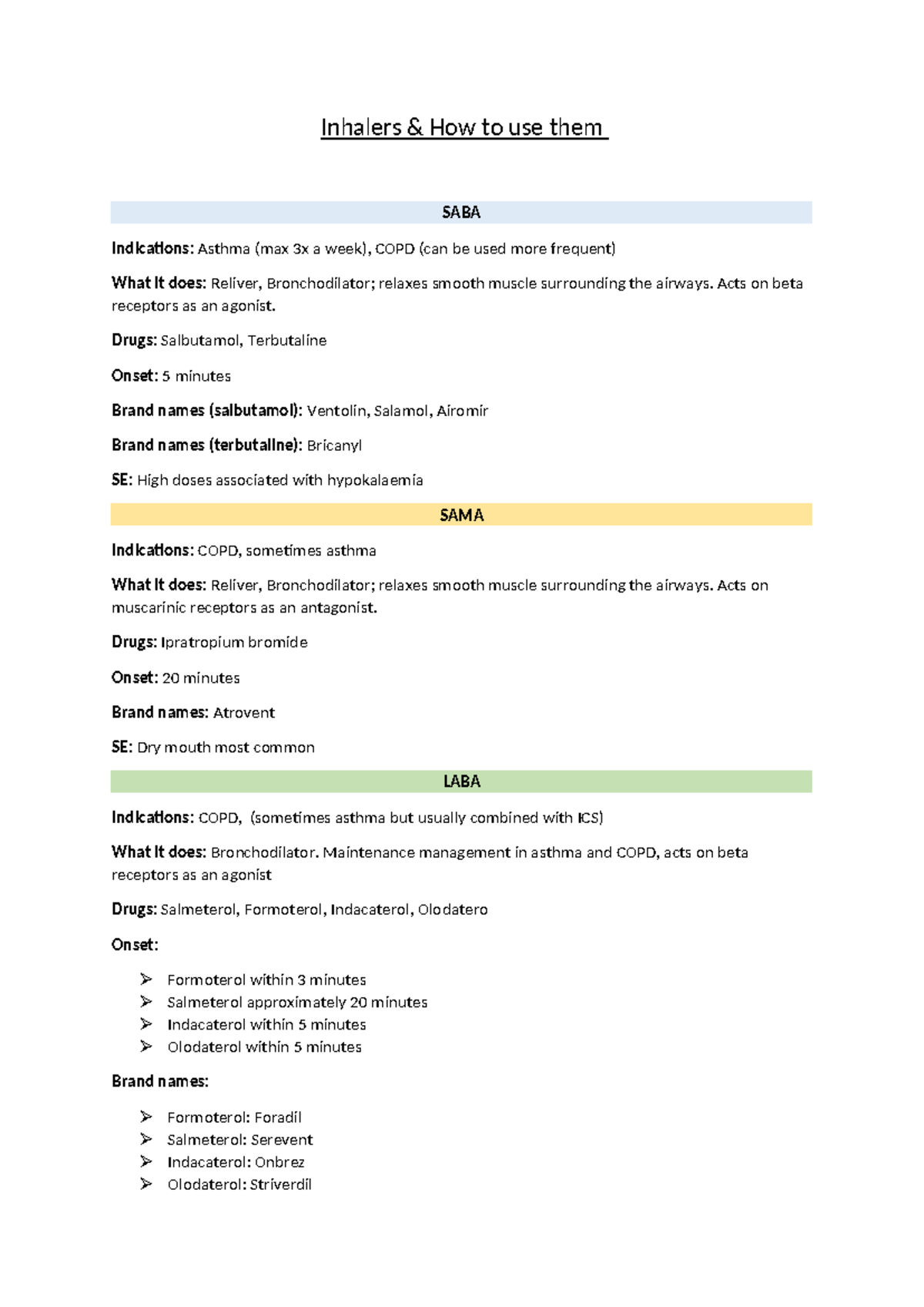 Inhalers what they are and used for - Inhalers & How to use them SABA ...