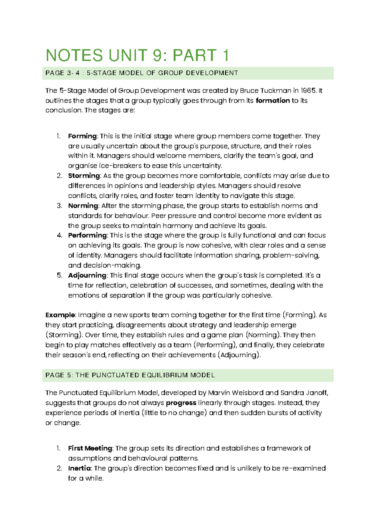 Notes Unit 9 part 1 - SUMMARIZED - NOTES UNIT 9: PART 1 PAGE 3- 4 : 5 ...