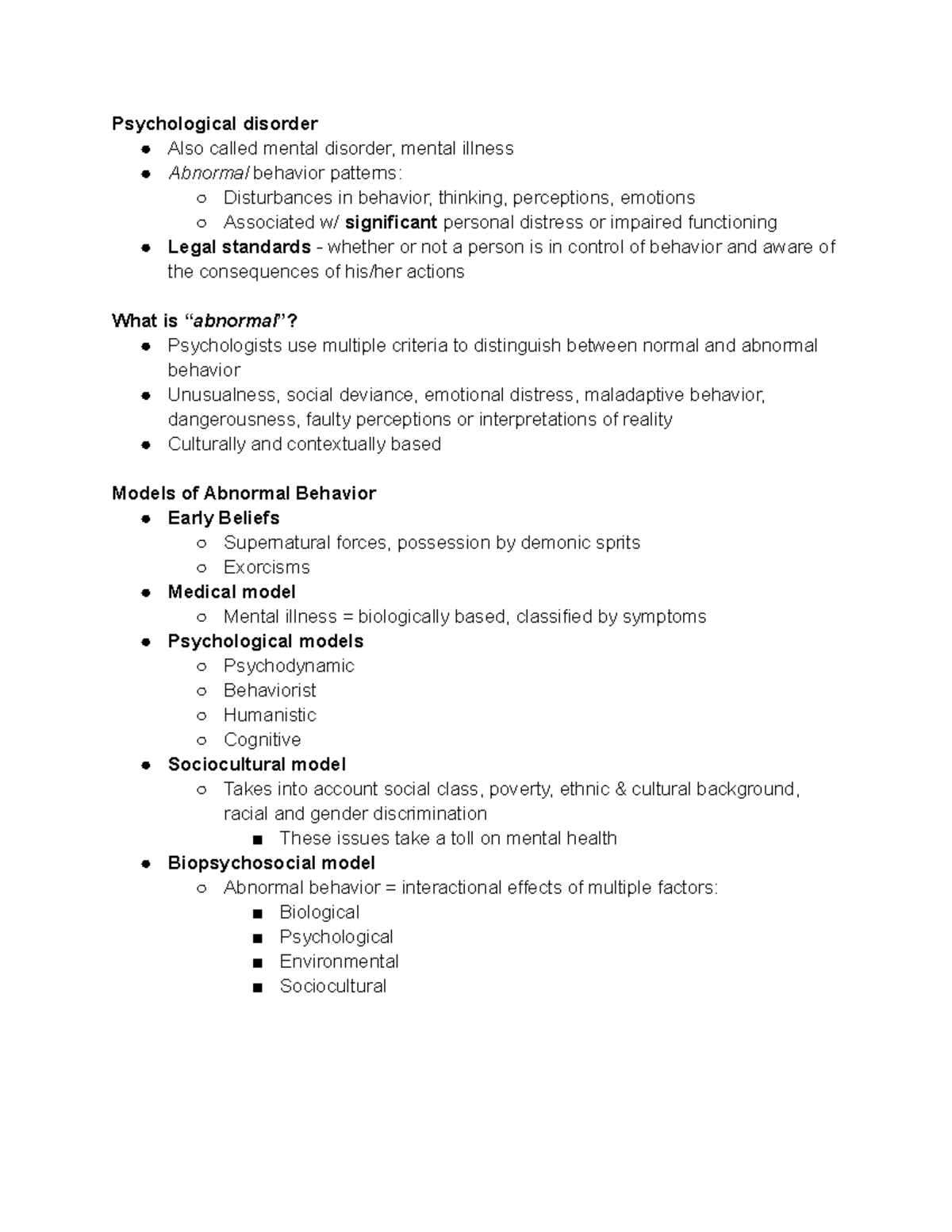 Lecture #25 psychopathology - Psychological disorder Also called mental ...