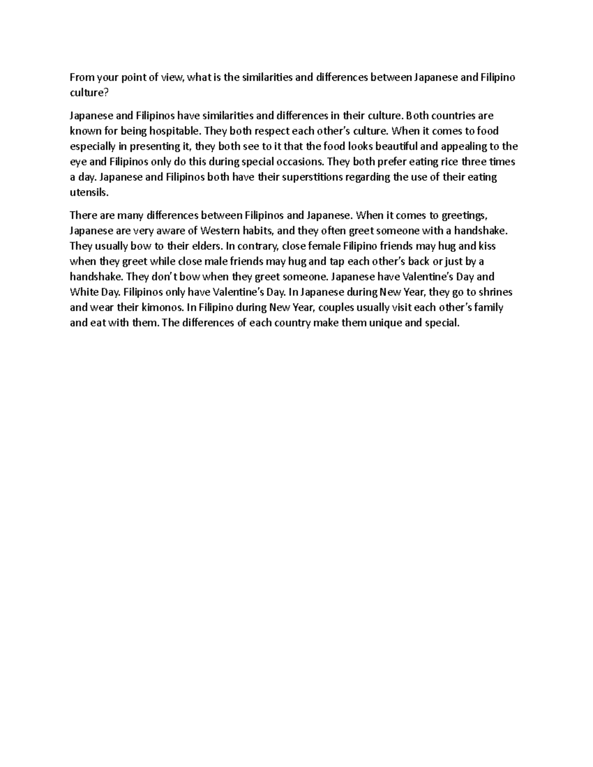 Writing Japanese Culture - From your point of view, what is the ...