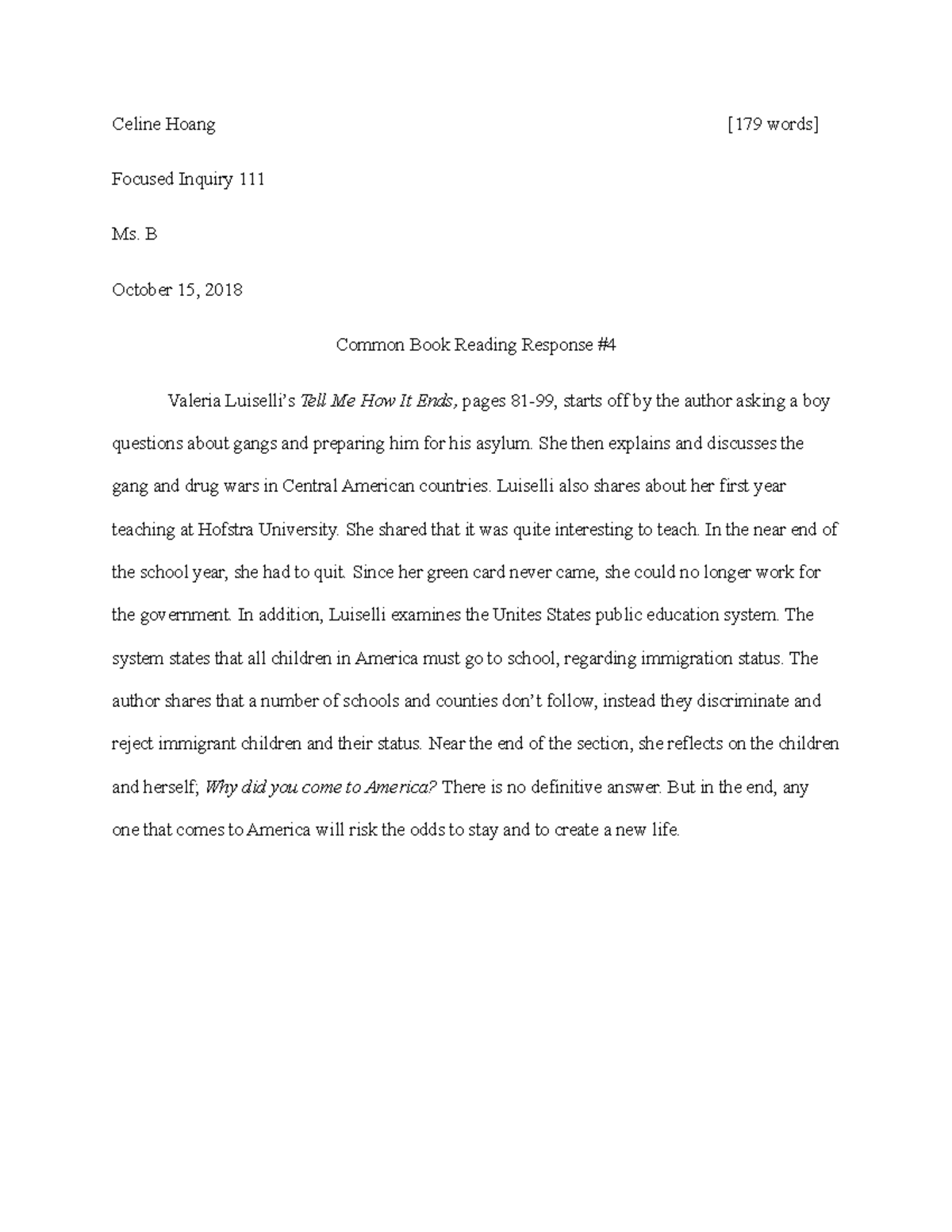 Unit 2 - Common Book Reading Response #4 - Celine Hoang Focused Inquiry ...