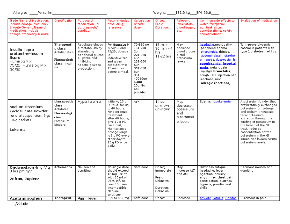 Med card only pt 1 3136 - Lispro insulin, sodium zirconuim ...