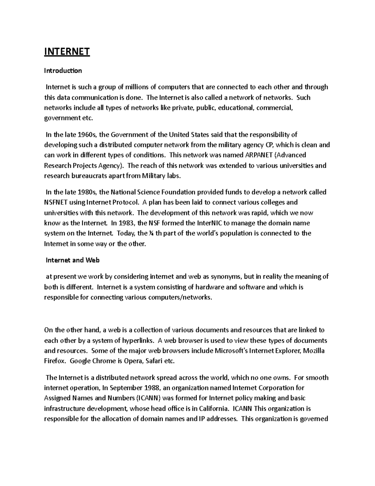 Internet tools theory - INTERNET Introduction Internet is such a group ...