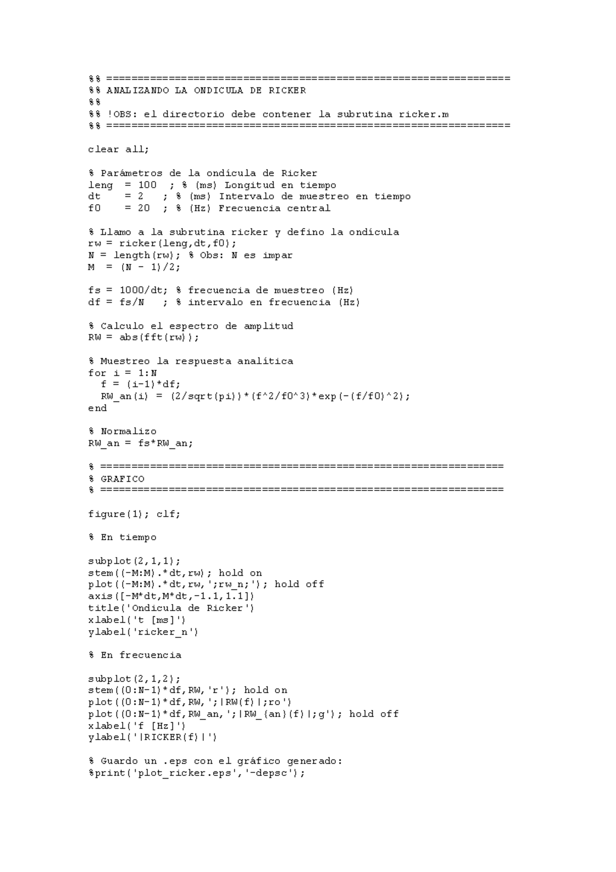 Analizando LA Ondicula DE Ricker - %% - Studocu