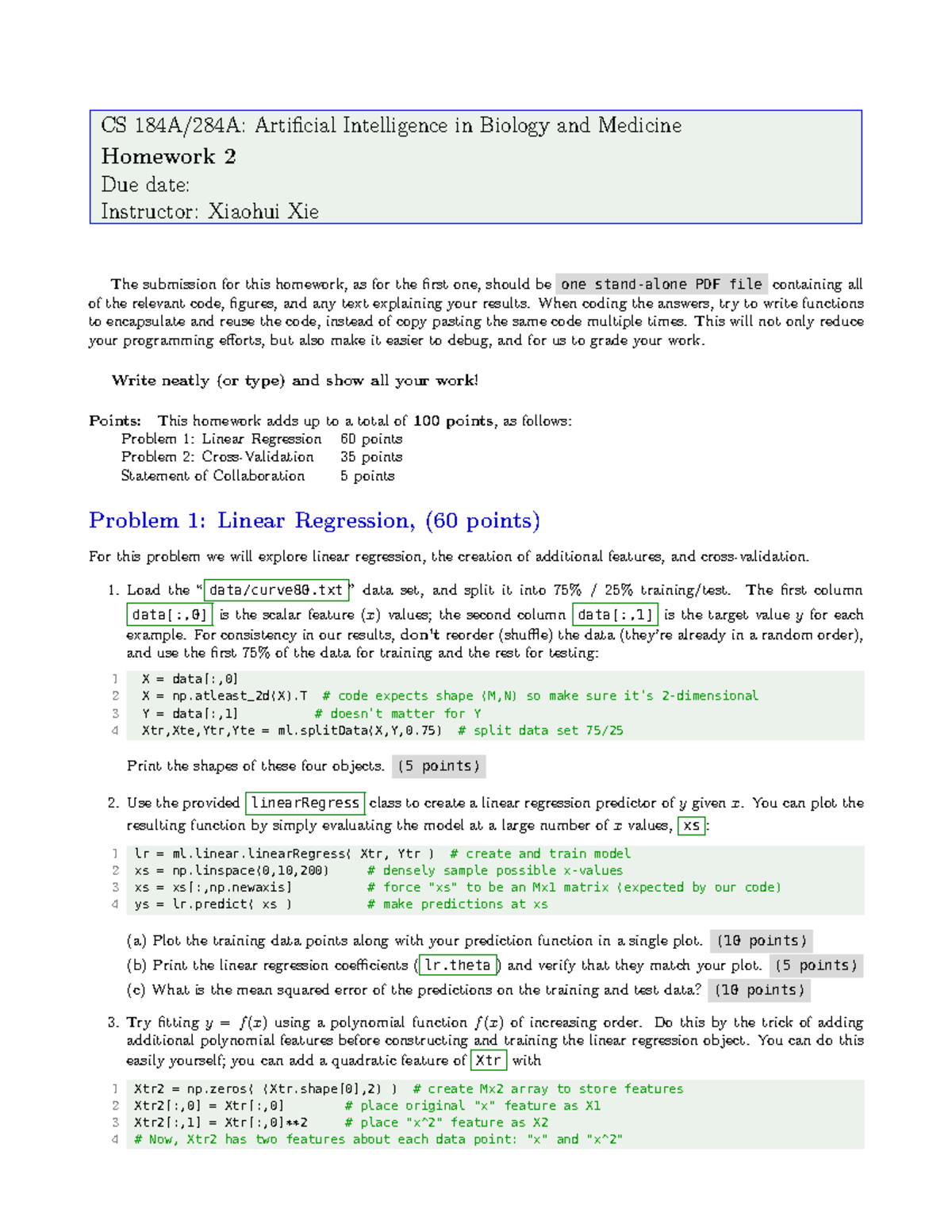 Hw2 - Artifical Intelligence and Machine learning - CS 184A/284A: Artificial Intelligence in ...
