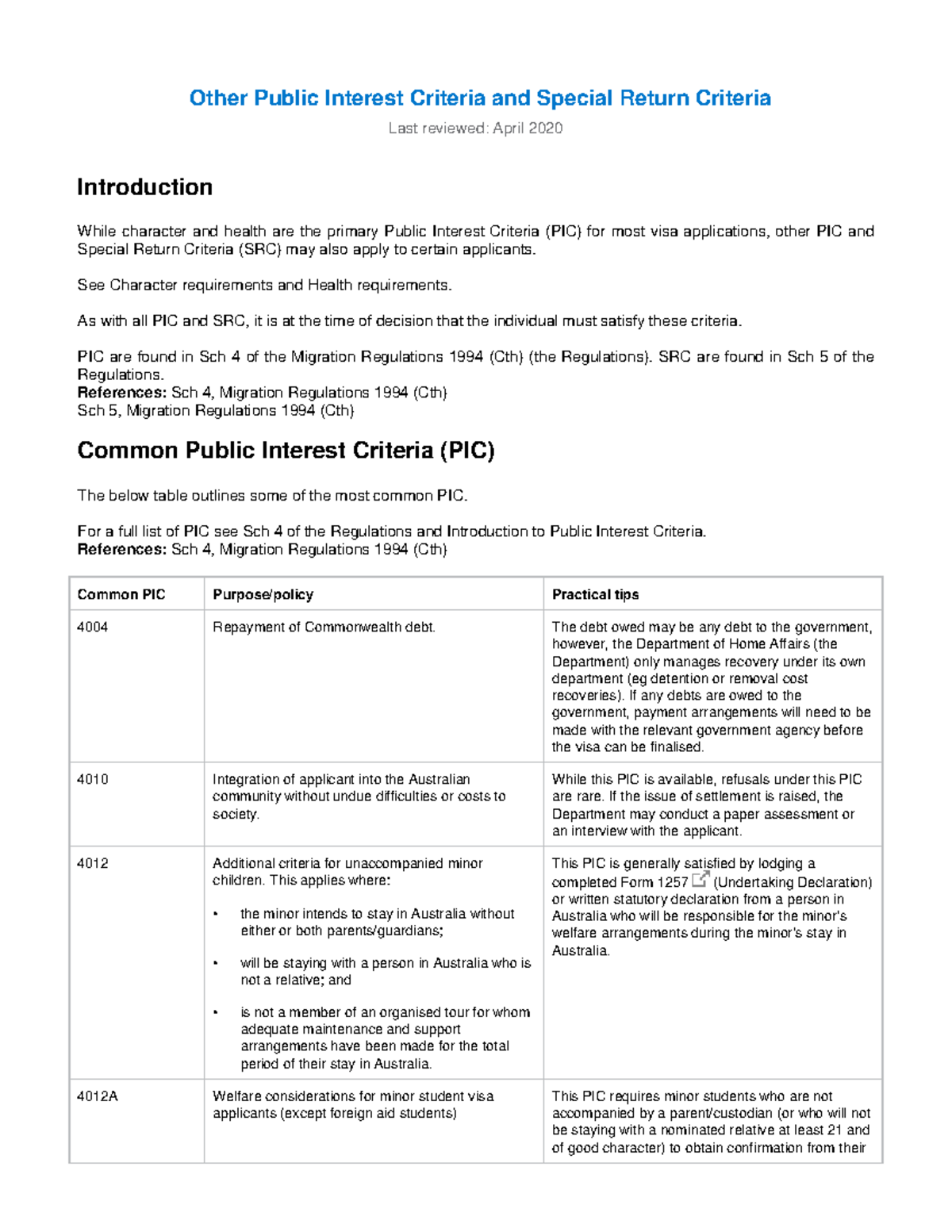 Reading 4 - Other Public Interest Criteria and Special Return Criteria ...