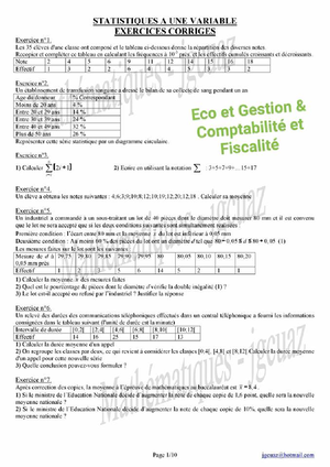 TD corrigé de statistique descriptive s1 - Studocu