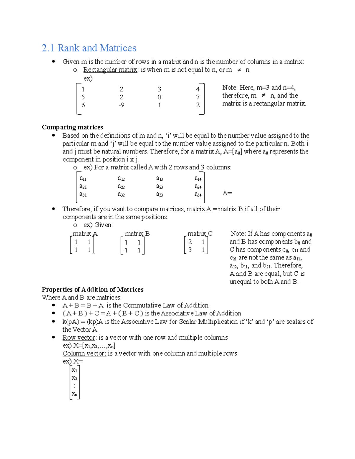 2.1 Intro To Linear Algebra Rank and Matrices - 2 Rank and Matrices ...