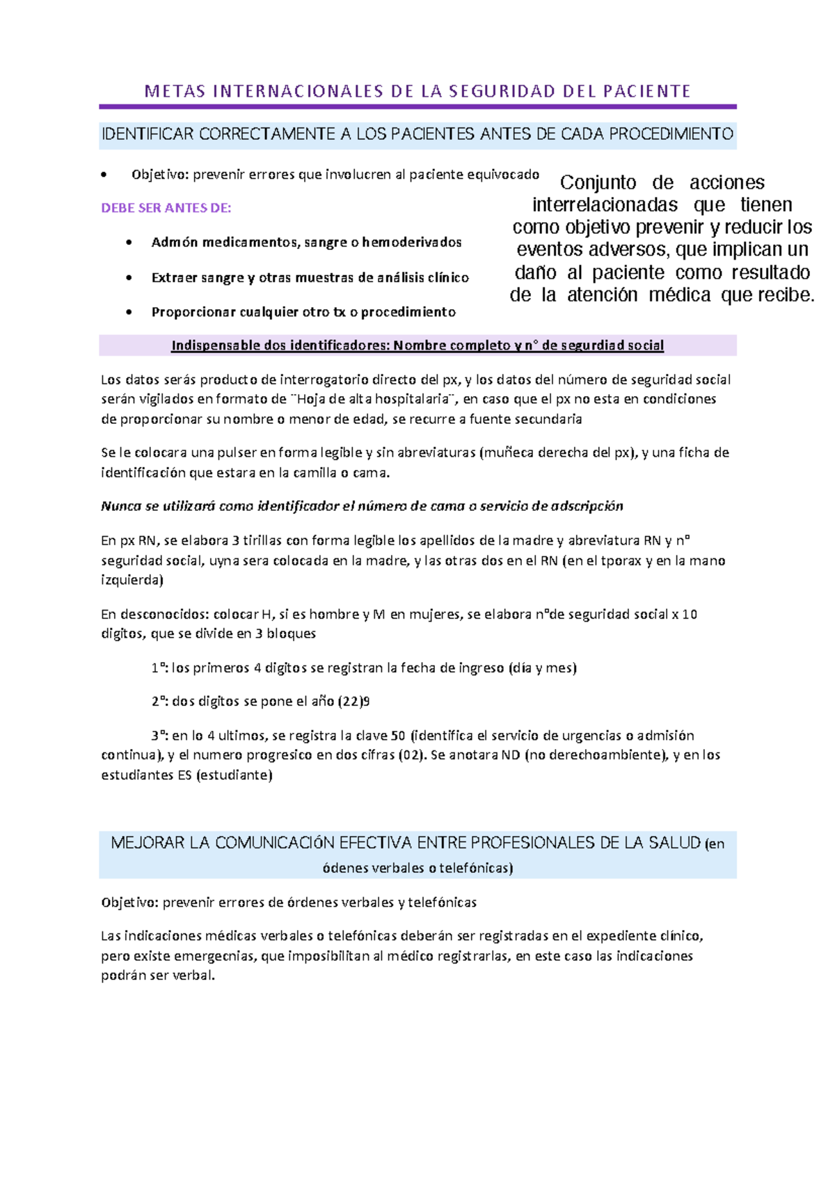 Metas Internacionales DE LA Seguridad DEL Paciente - METAS ...