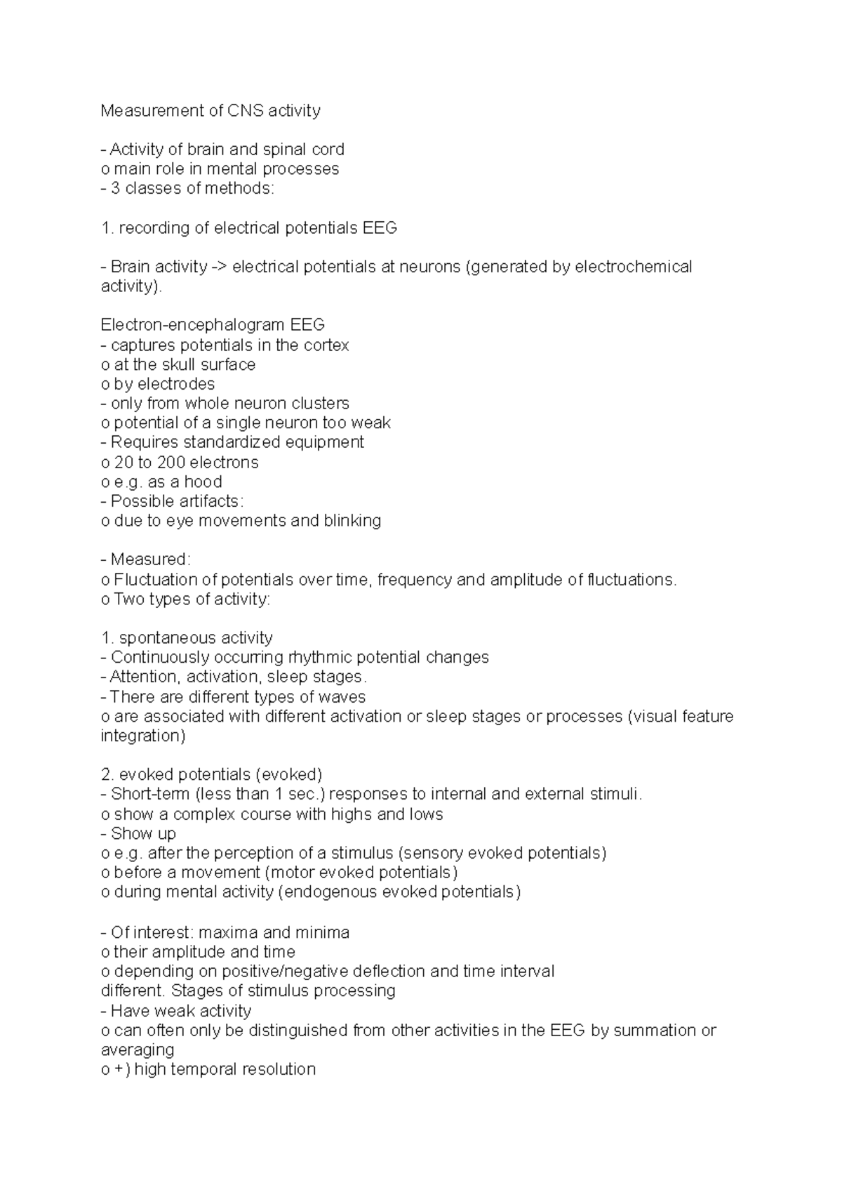 Measurement of CNS activity - Measurement of CNS activity Activity of ...