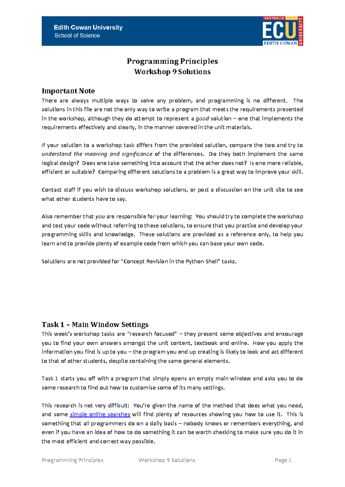 Prog Princ Workshop 9 Solutions - Programming Principles Workshop 9 ...