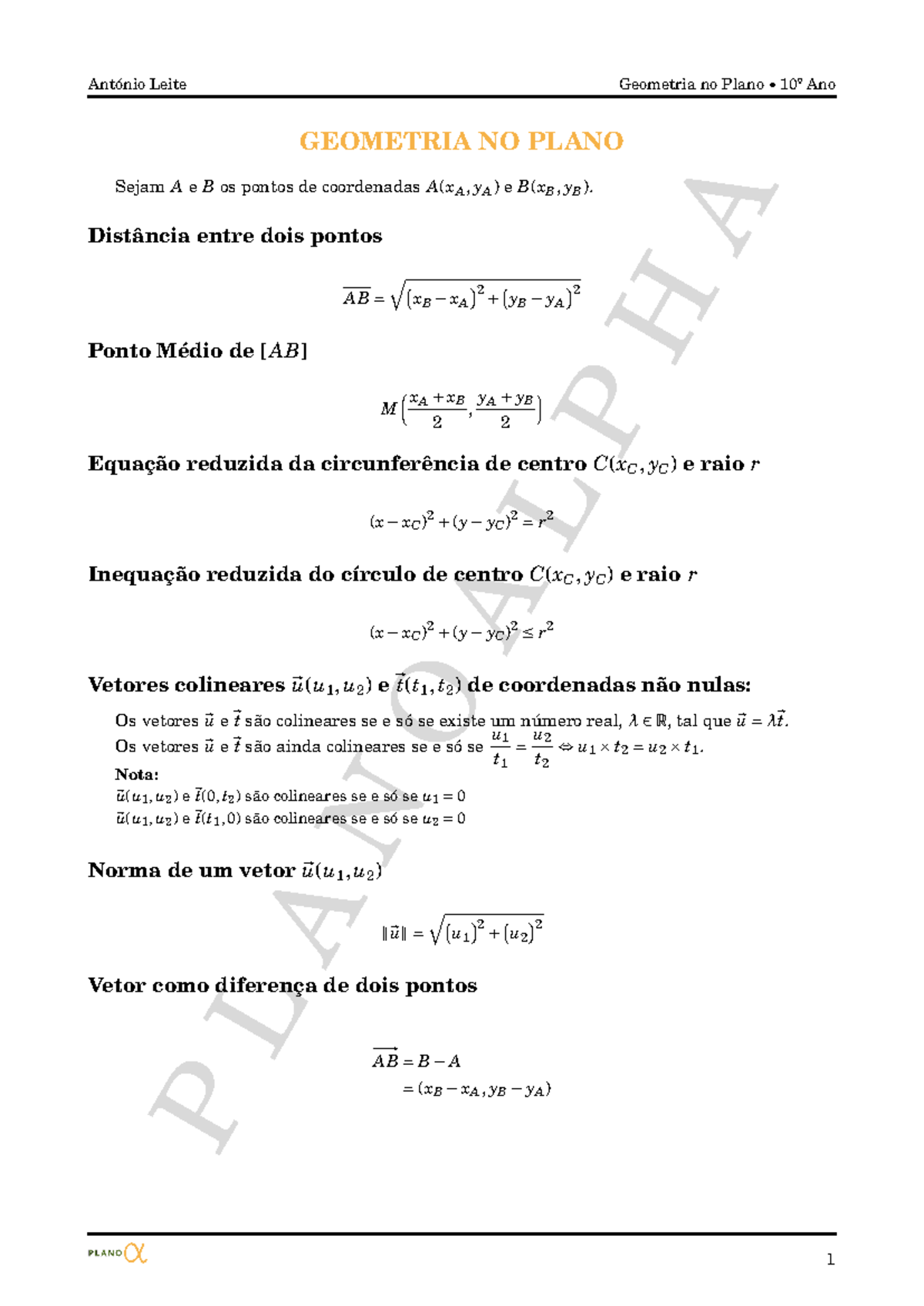 Merge removed - Resumos de Matemática A - P L A N O A L P H A António ...