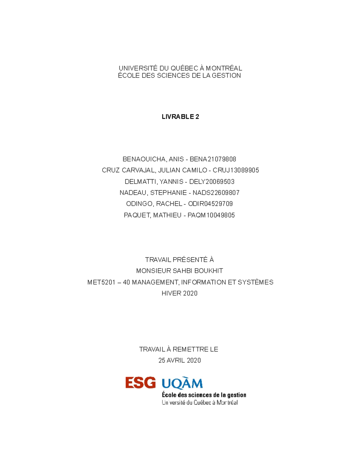 Livrable 2-exemple - ... - UNIVERSITÉ DU QUÉBEC À MONTRÉAL ÉCOLE DES ...