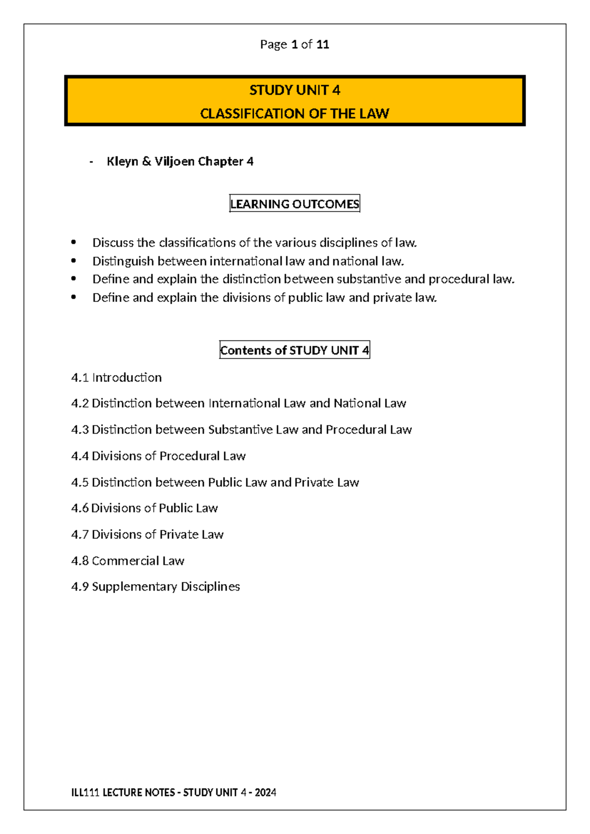 ILL111 Lecture Notes - Study UNIT 4 - 2024 - STUDY UNIT 4 ...