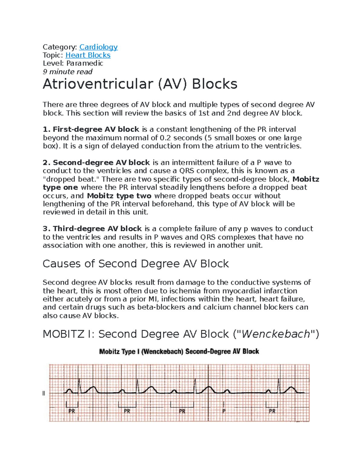 2nd AV block - Category: Cardiology Topic: Heart Blocks Level ...