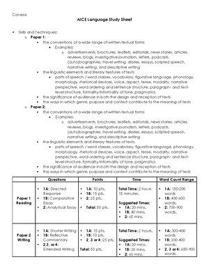 AICE Language Cheet Sheet 1 - Conesa AICE Language Study Sheet • Skills ...