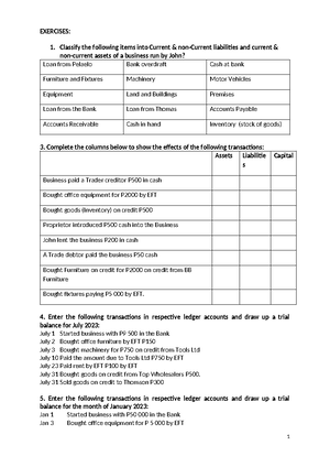 ACC 100 Handout ON Double Column Cashbook Exercises- 2024 - ACC 100 ...