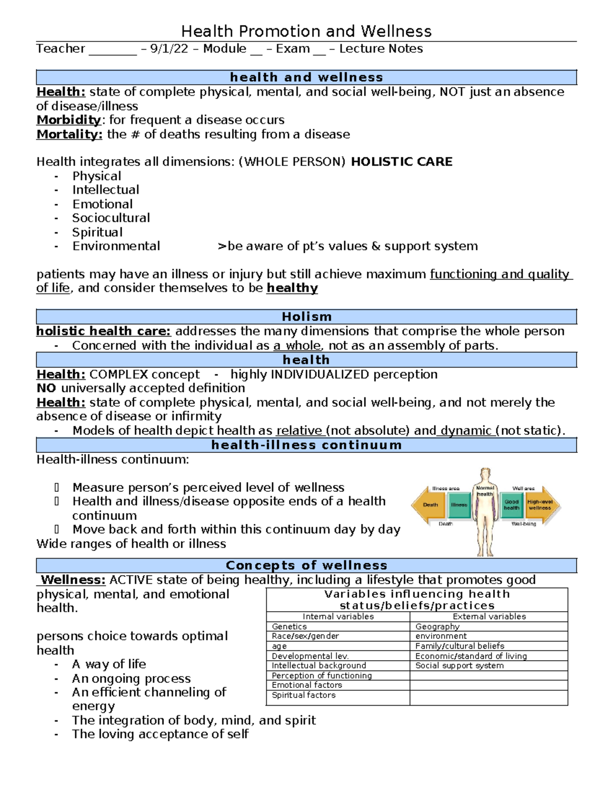 Lecture Notes Template (Word Font)(1) - Teacher ________ – 9/1/22 ...