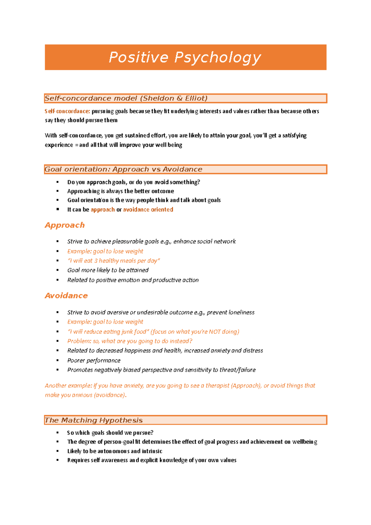 Positive Psychology 4 - Positive Psychology Self-concordance model ...