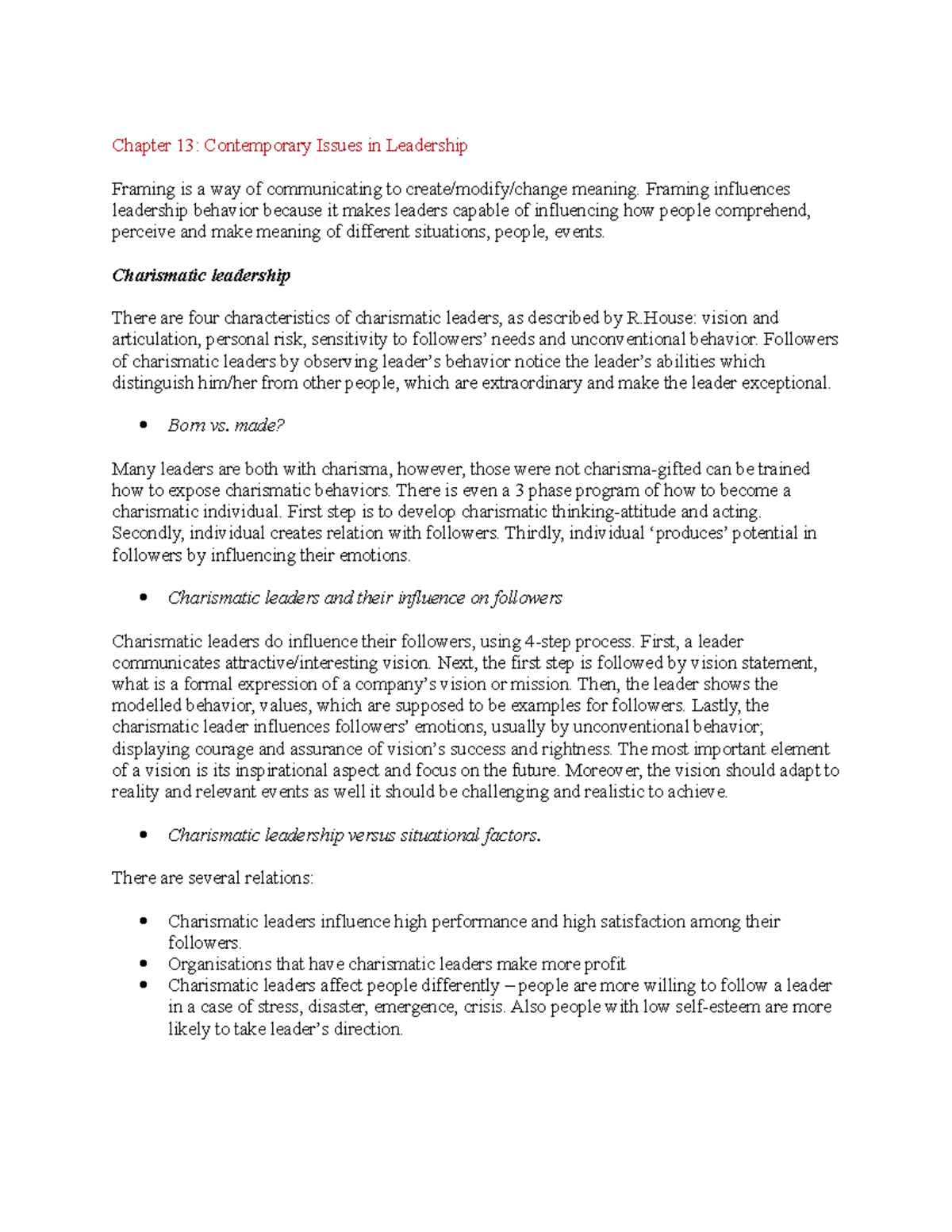 OB13 Contemporary Issues in Leadership - Chapter 13: Contemporary Issues in Leadership Framing ...