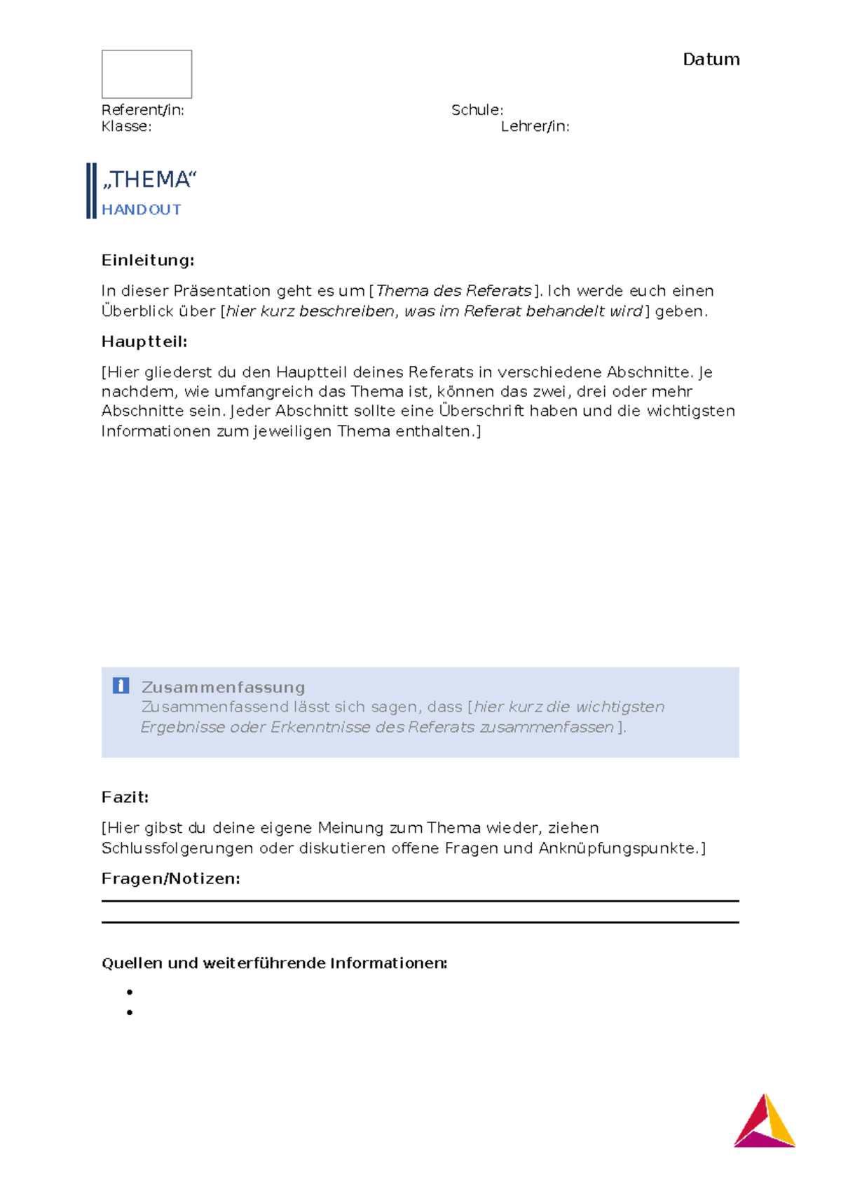 Jessica Kopp AE23 Morbus Crohn Handout - Datum Referent/in: Schule ...