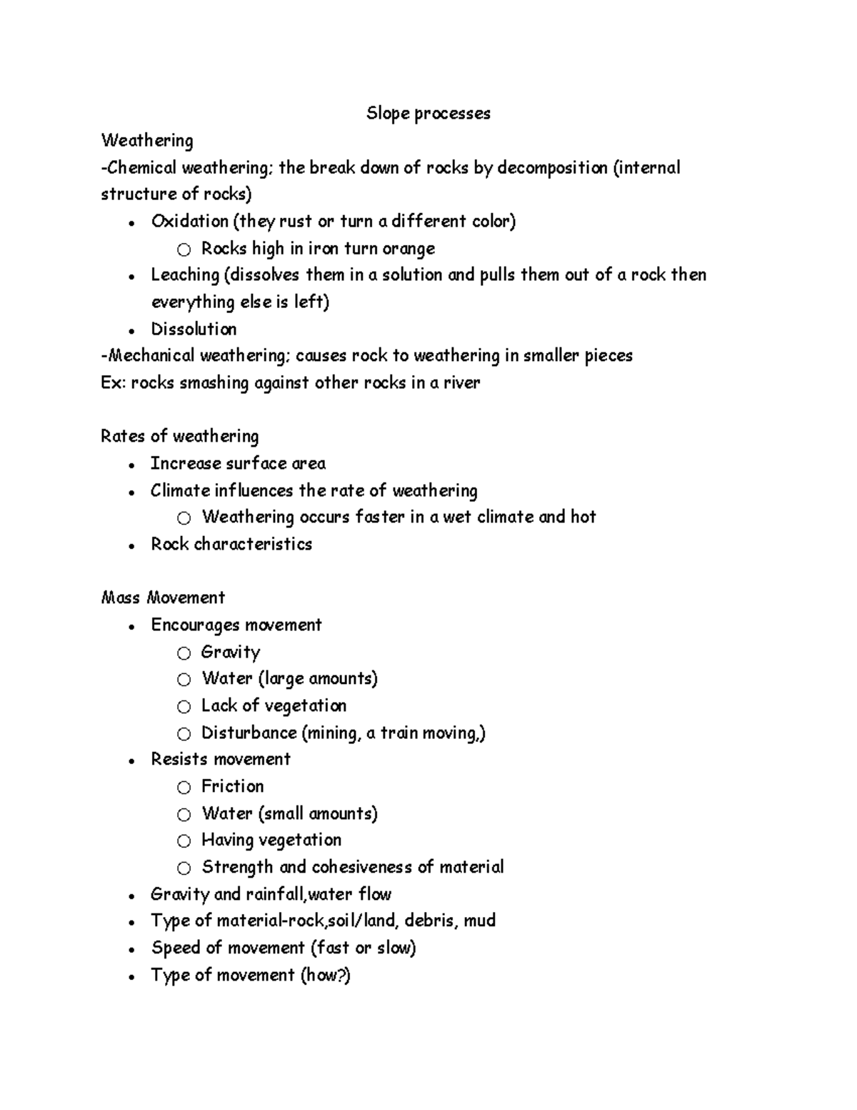 Geology notes Slope processes 4 4 23 part 1 - Slope processes ...