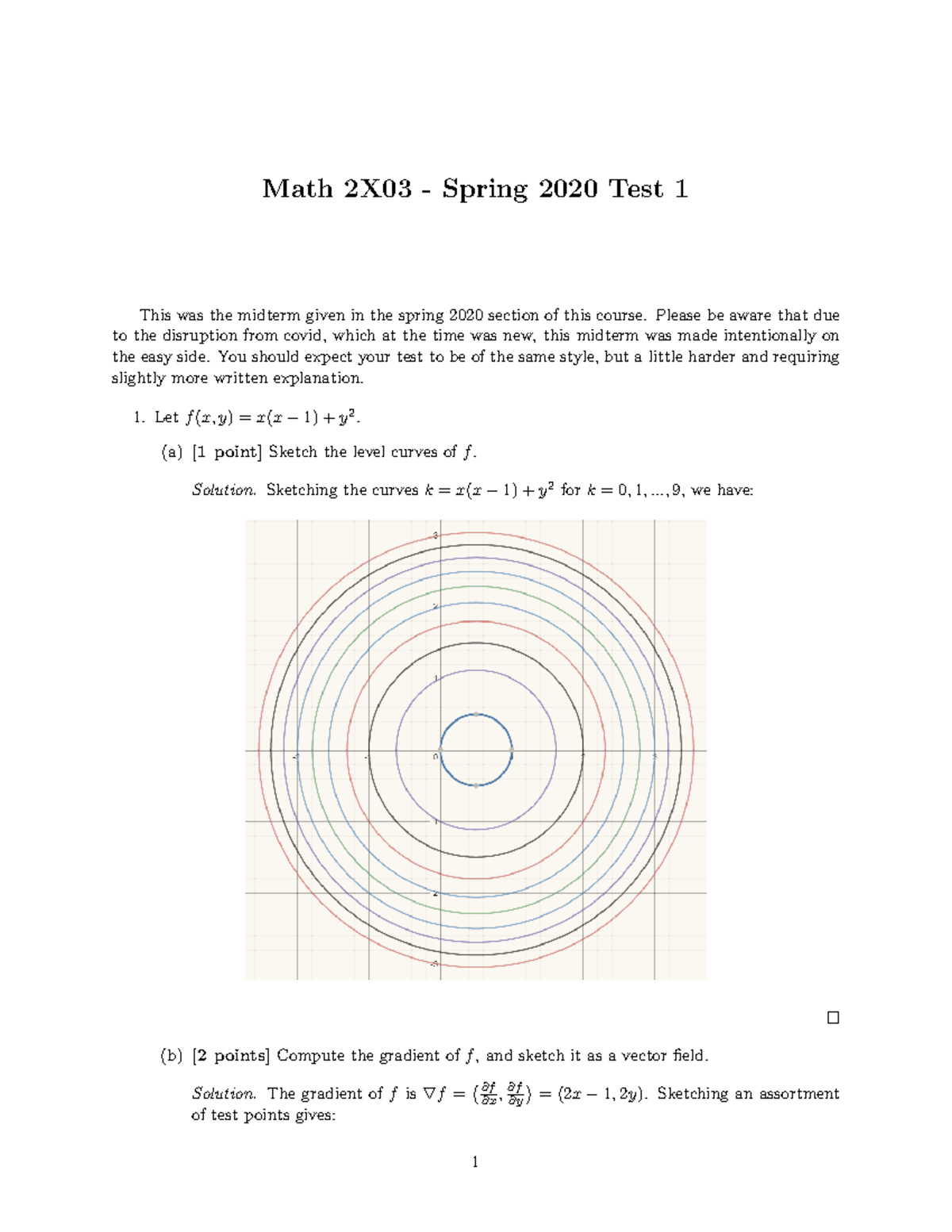 Spring 2020 Test 1 Solutions - Math 2X03 - Spring 2020 Test 1 This was ...