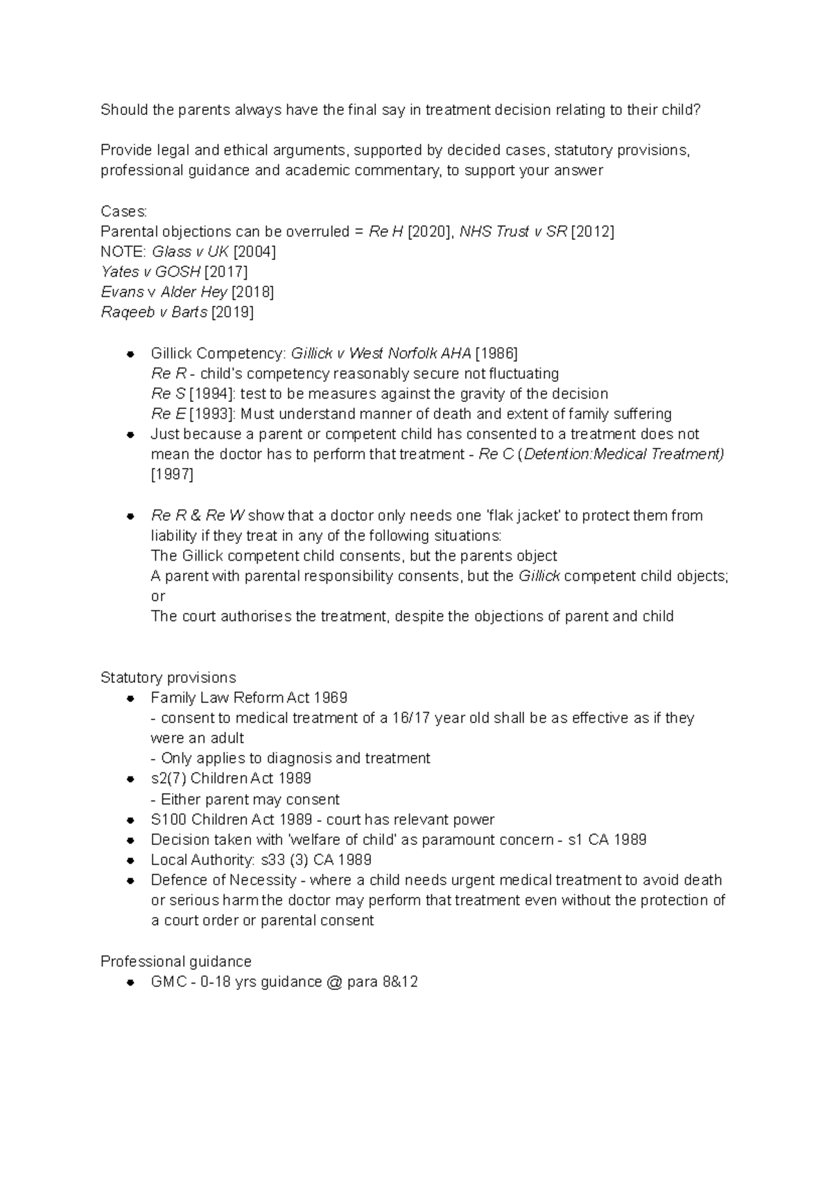 Medical Law - Should the parents always have the final say in treatment ...