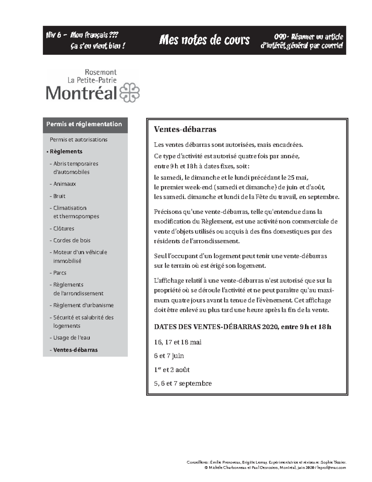 09B- Notes DE Cours-Recevoir et donner des nouvelles-courriel -niv6 ...