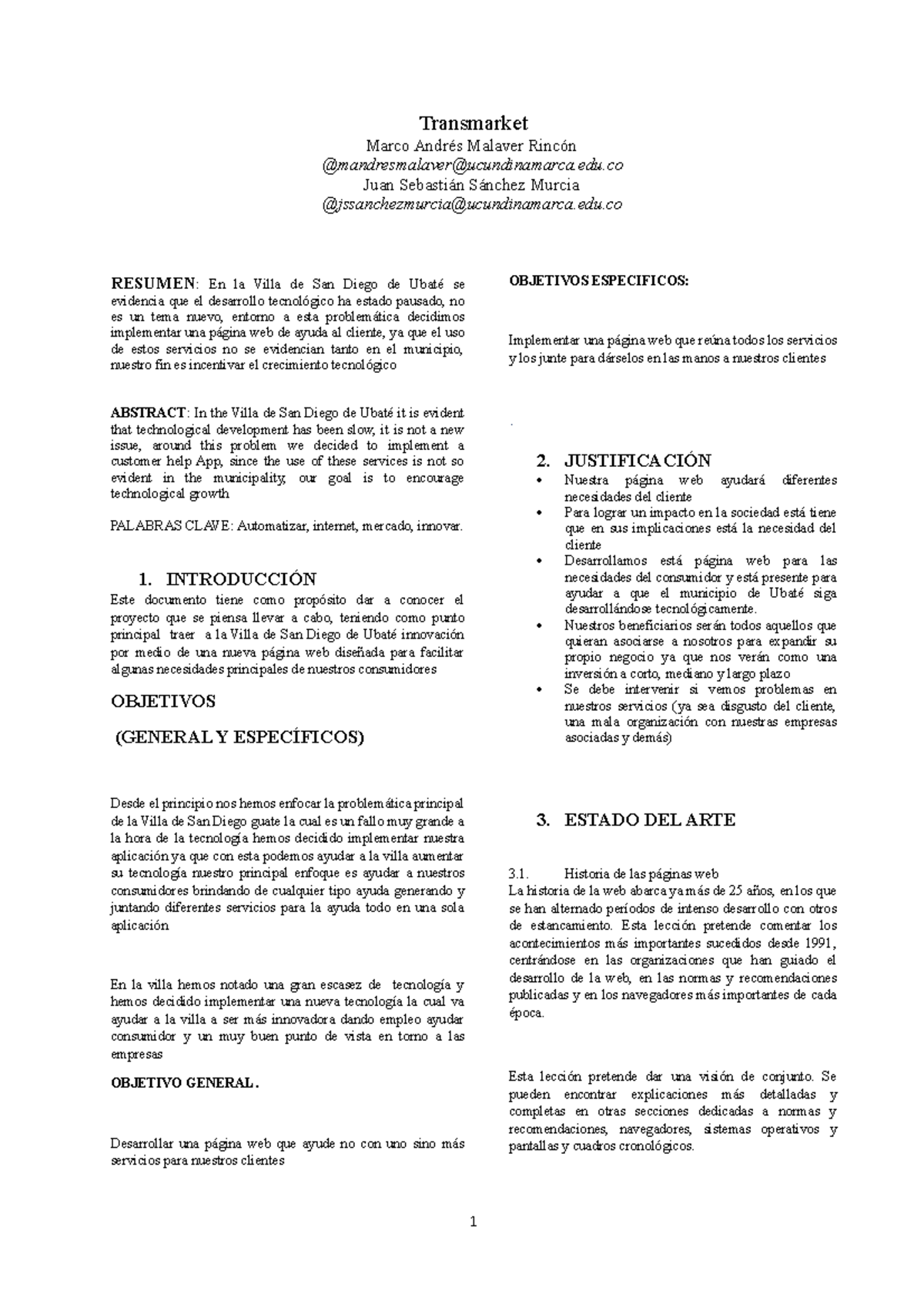 Transmarket - Proyecto de semestre - Transmarket Marco Andrés Malaver ...