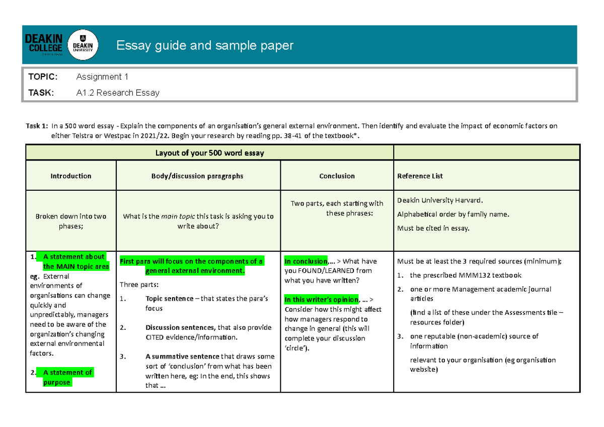 A1.2 - sample paper guide - Essay guide and sample paper TOPIC ...