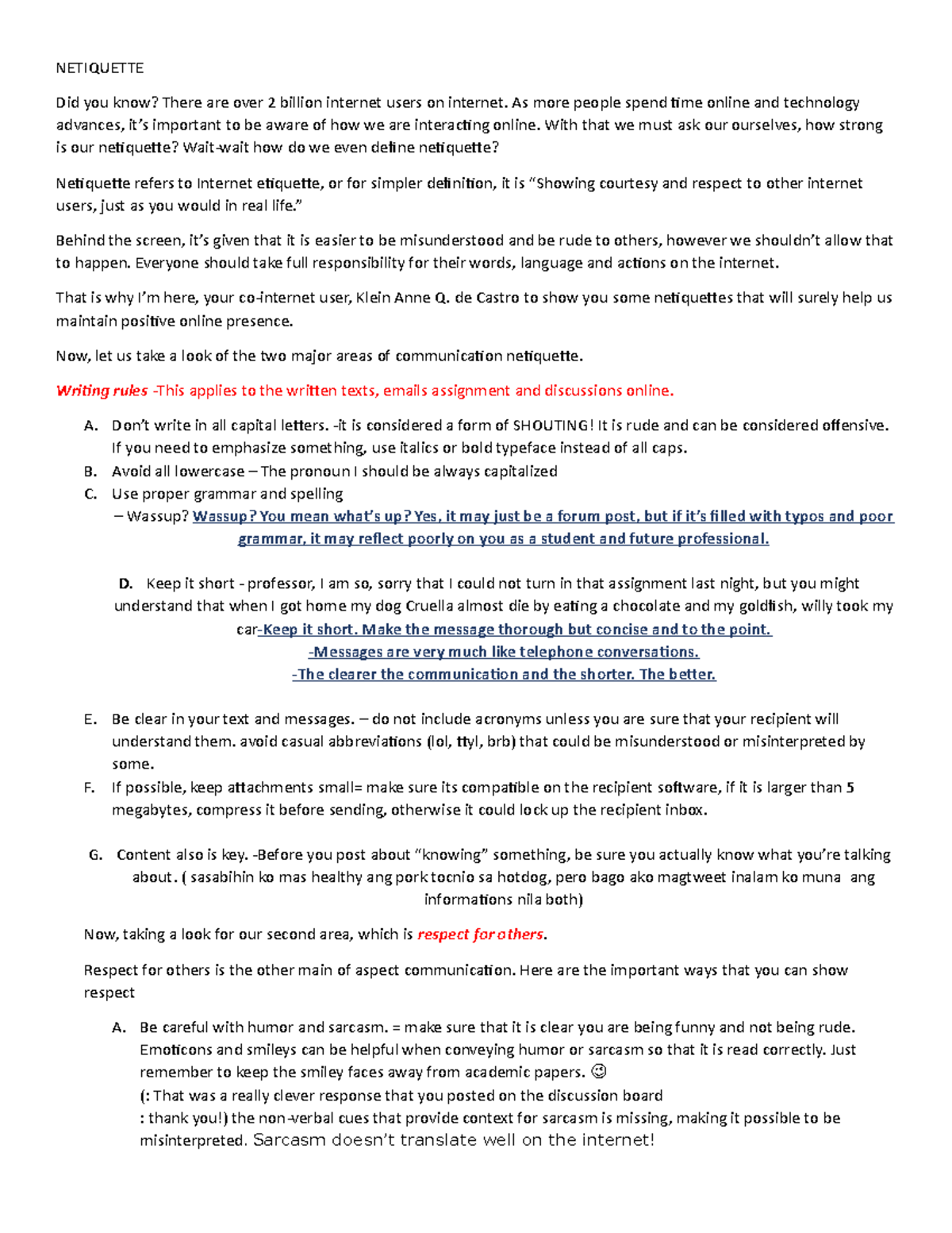 Netiquette script - NETIQUETTE Did you know? There are over 2 billion ...