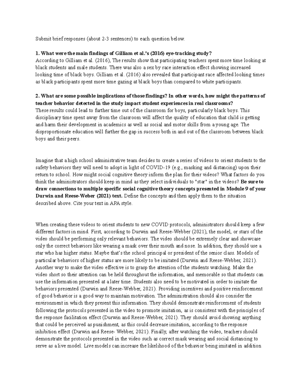 Unit 3 application assignments - Submit brief responses (about 2-3 sentences) to each question ...