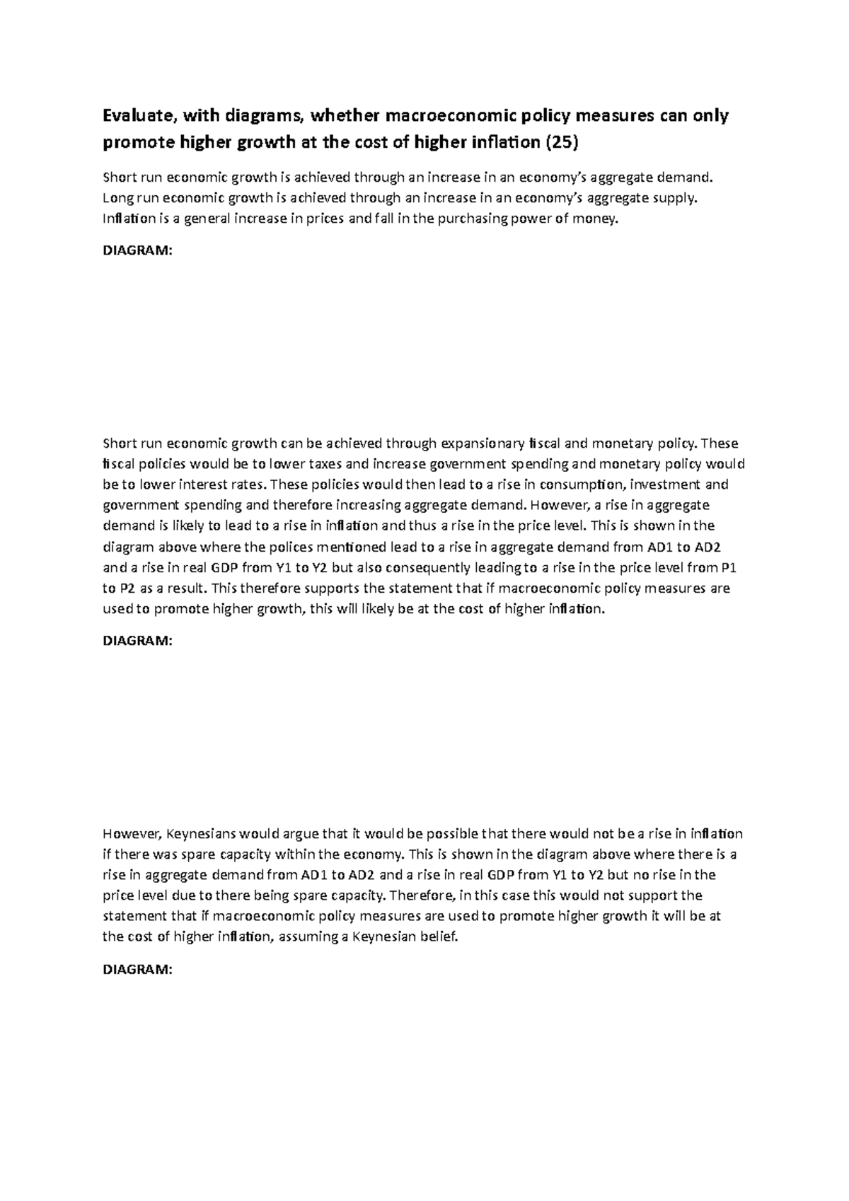 Inflation essay - Grade: A - Evaluate, with diagrams, whether ...