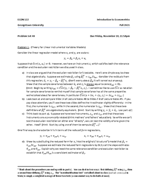 Homework 4 Fall semester - ECON 122 Introduction to Econometrics Georgetown University Fall 2021 ...