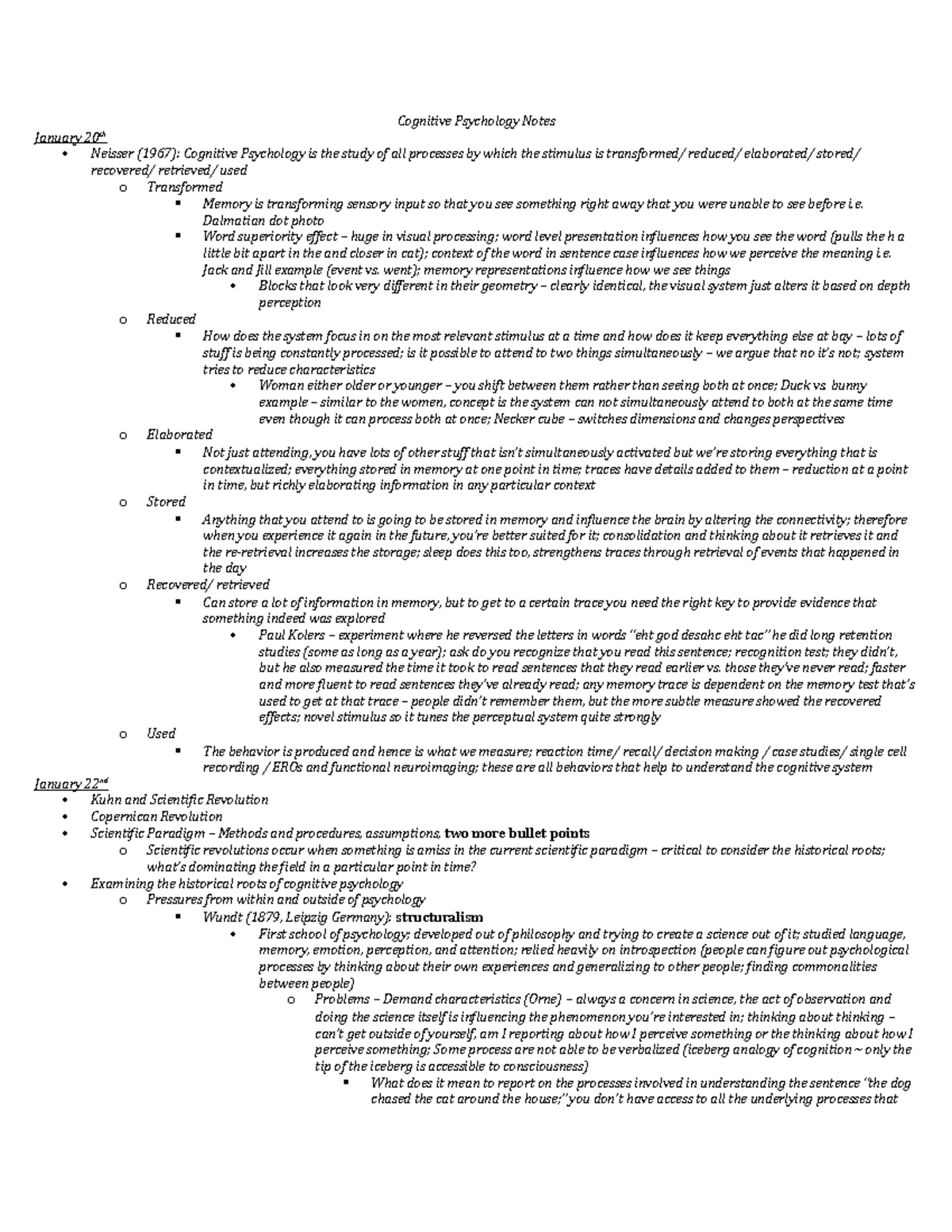 CPsych unit 1 - Lecture notes Unit 1 - Cognitive Psychology Notes ...