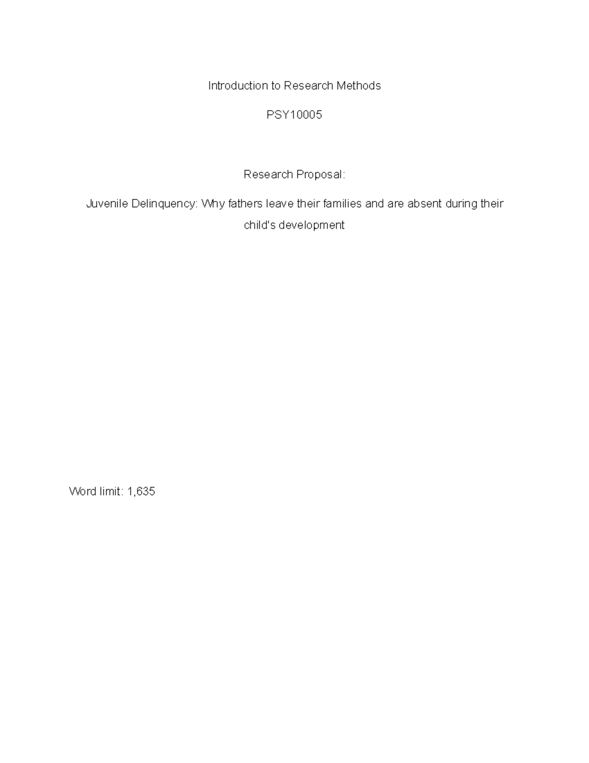 Introduction to Research PSY10005 Assignment 2 Research Proposal Jonathon De Giorgio - Studocu