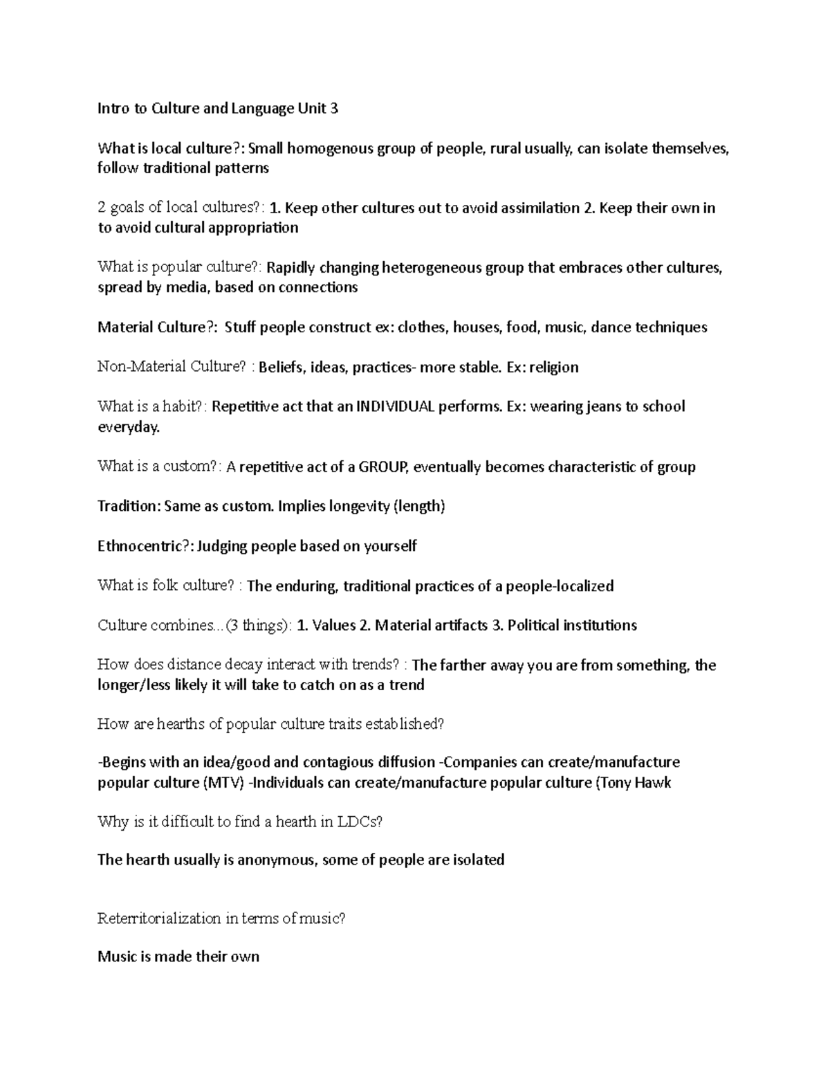 C and L 3 - Notes and Study Material - Intro to Culture and Language ...