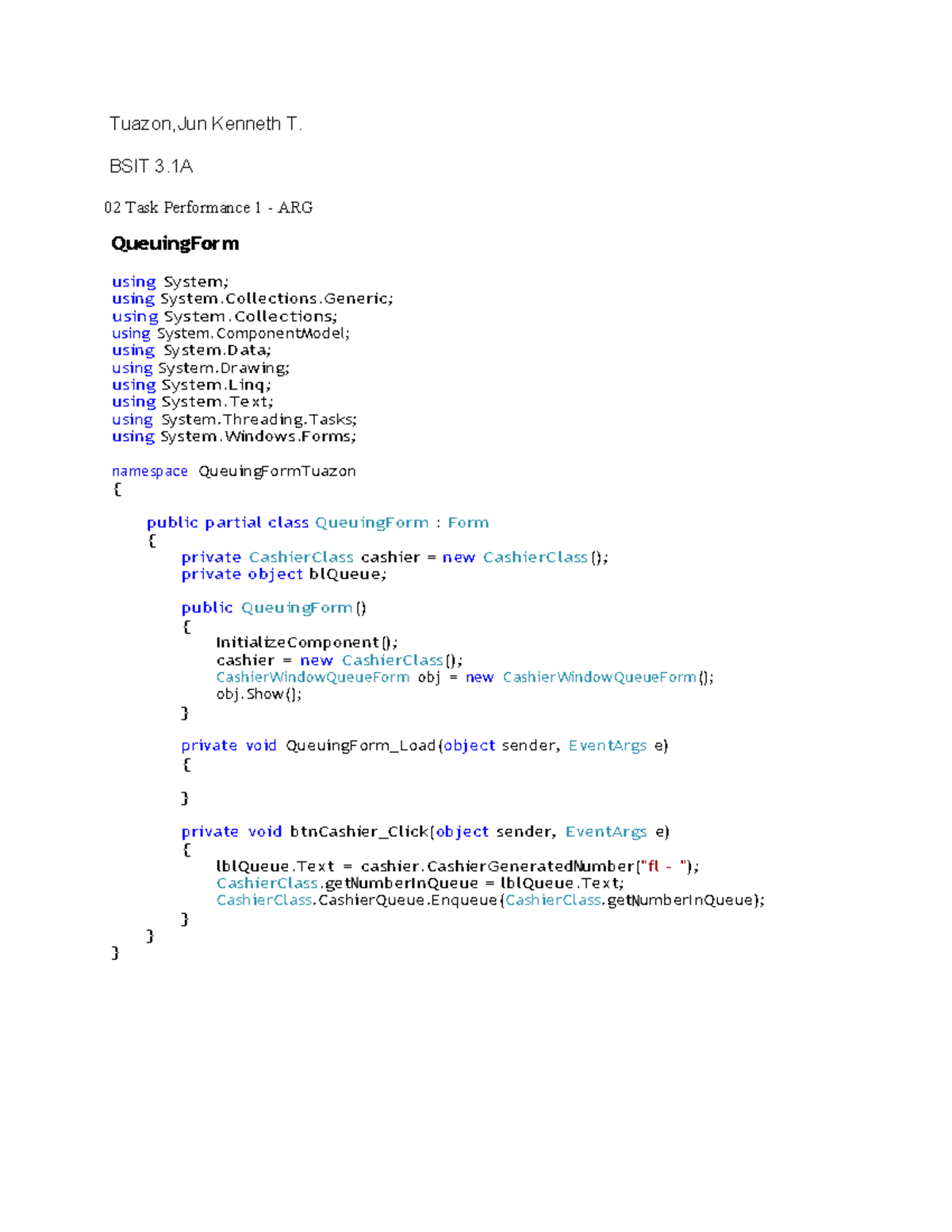 02 Task Performance 1 Tuazon - Tuazon,Jun Kenneth T. BSIT 3 02 Task ...