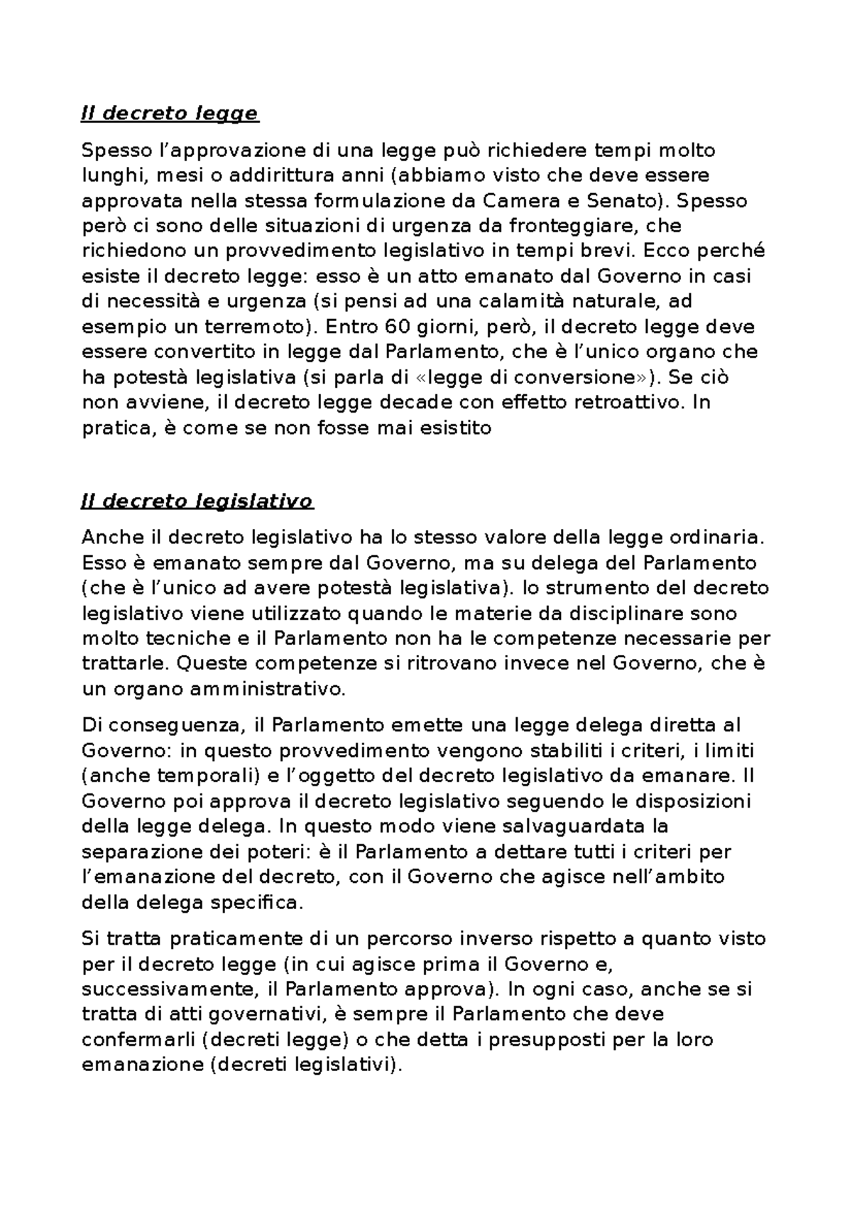 Schema generale - alcune definizioni chiave - Il decreto legge Spesso l ...