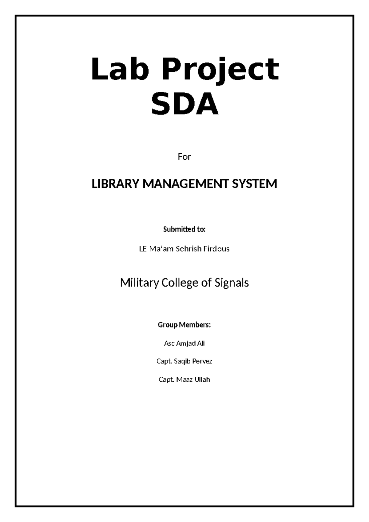 Library Management system Documentation - Lab Project SDA For LIBRARY ...