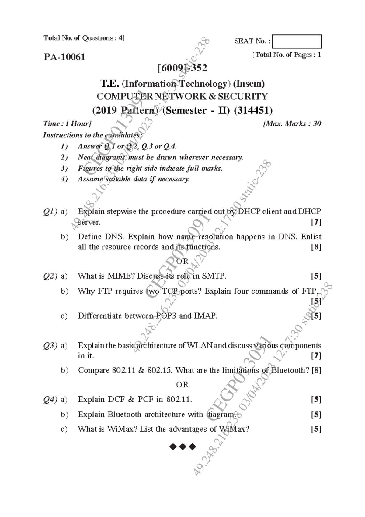Feb - 2023 - Q1) a) Explain stepwise the procedure carried out by DHCP ...