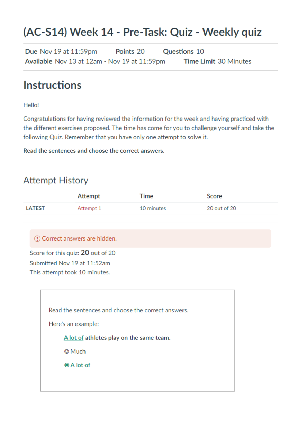 (AC-S14) Week 14 - Pre-Task Quiz - Weekly quiz - Inglés 3 - Studocu