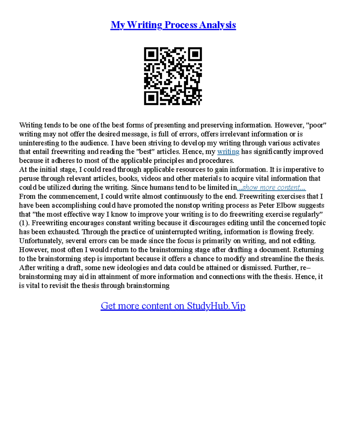 How To Write A Process Analysis Essay My Writing Process Analysis