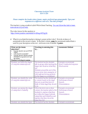 Classroom Analysis 2 - Please complete the header above (name, major ...