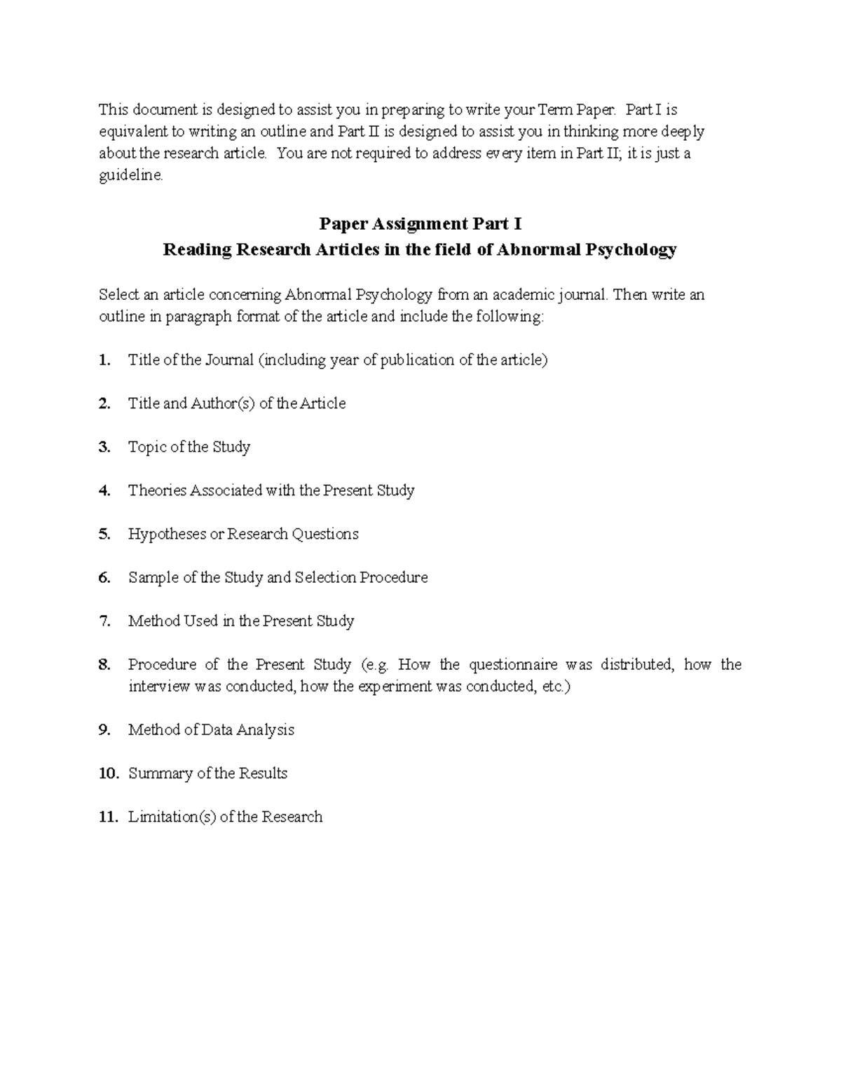 Abnormal Psych Paper - This document is designed to assist you in ...