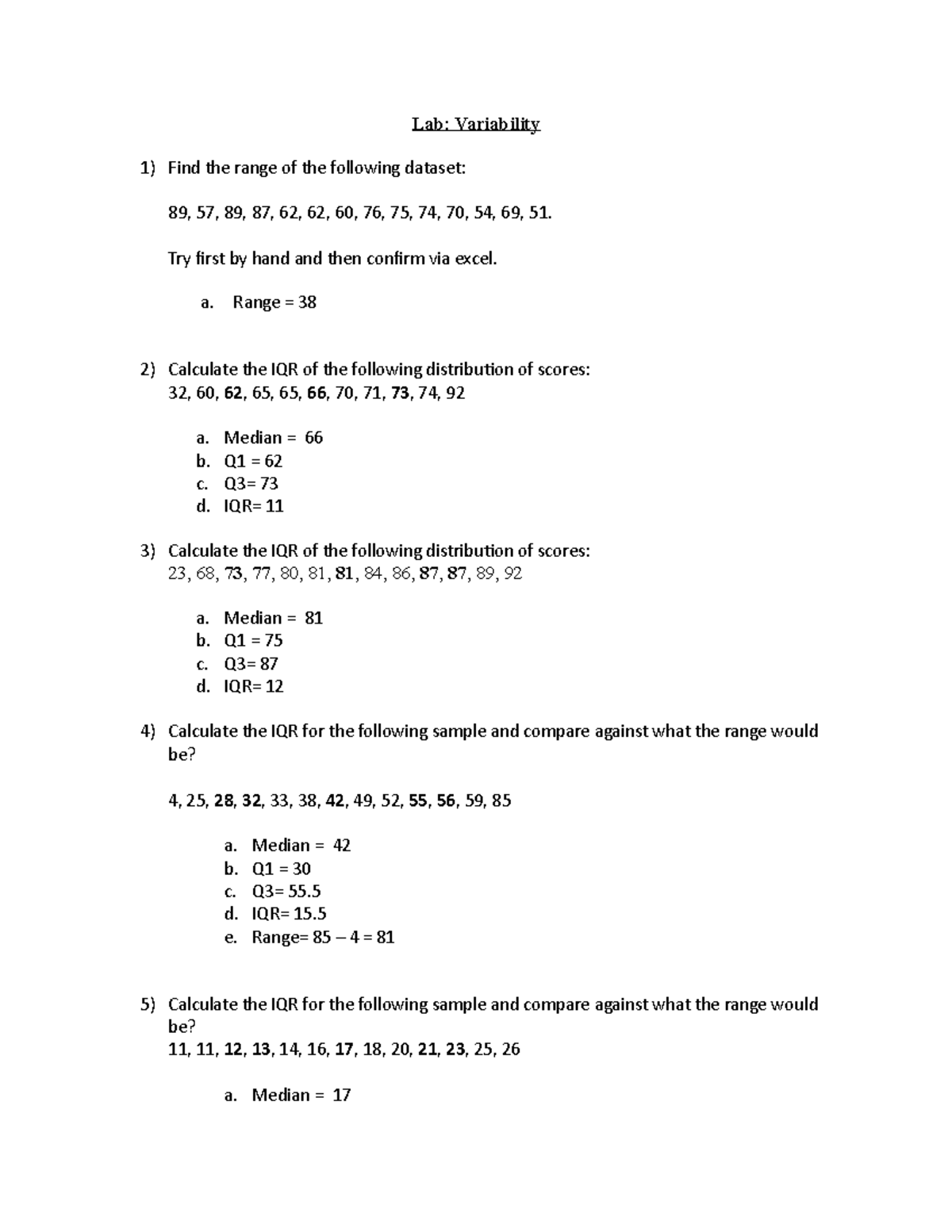 Qm Variability Lab Quantitative Methods Practice Lab On Variability Lab Variability Find 8448