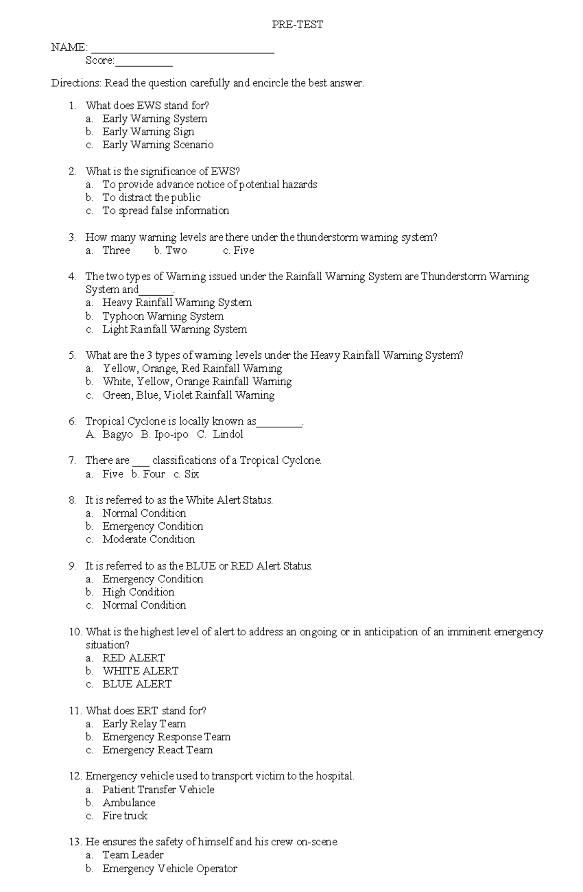 PRE-TEST-and-POST-TEST Topic-1 - PRE-TEST NAME ...