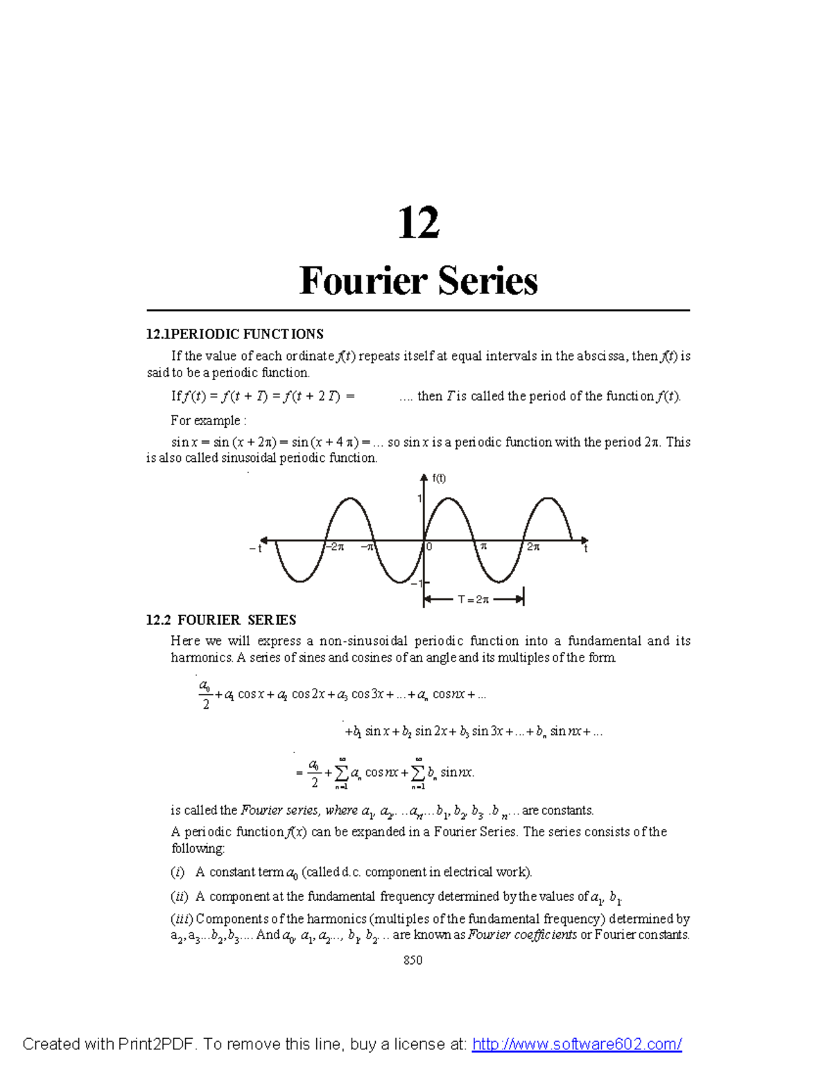 Fourier series Change of interval - 12 Fourier Series 12 FUNCTIONS If the value of each ordinate ...