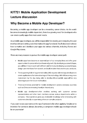 KIT721 Mobile Application Development lecture note 4 Intro to software ...